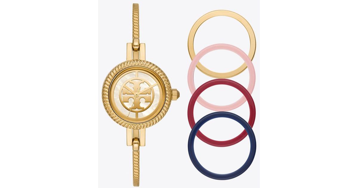 Tory Burch Reva Bangle Watch Gift Set in White | Lyst