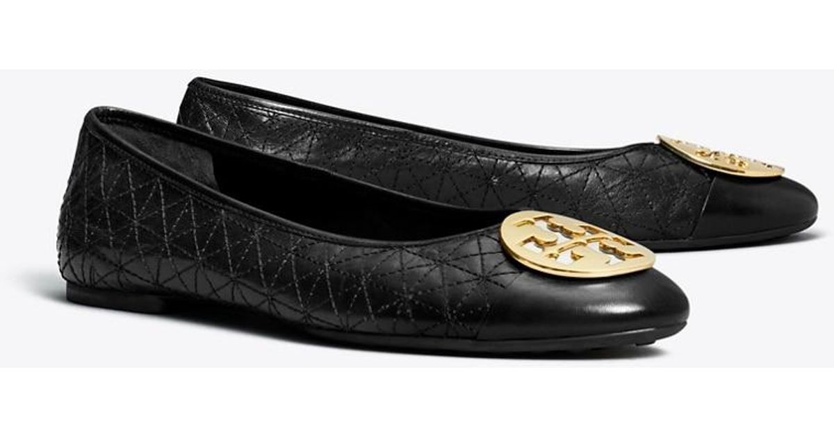 Tory Burch Claire Cap-Toe Quilted Ballet in Black | Lyst