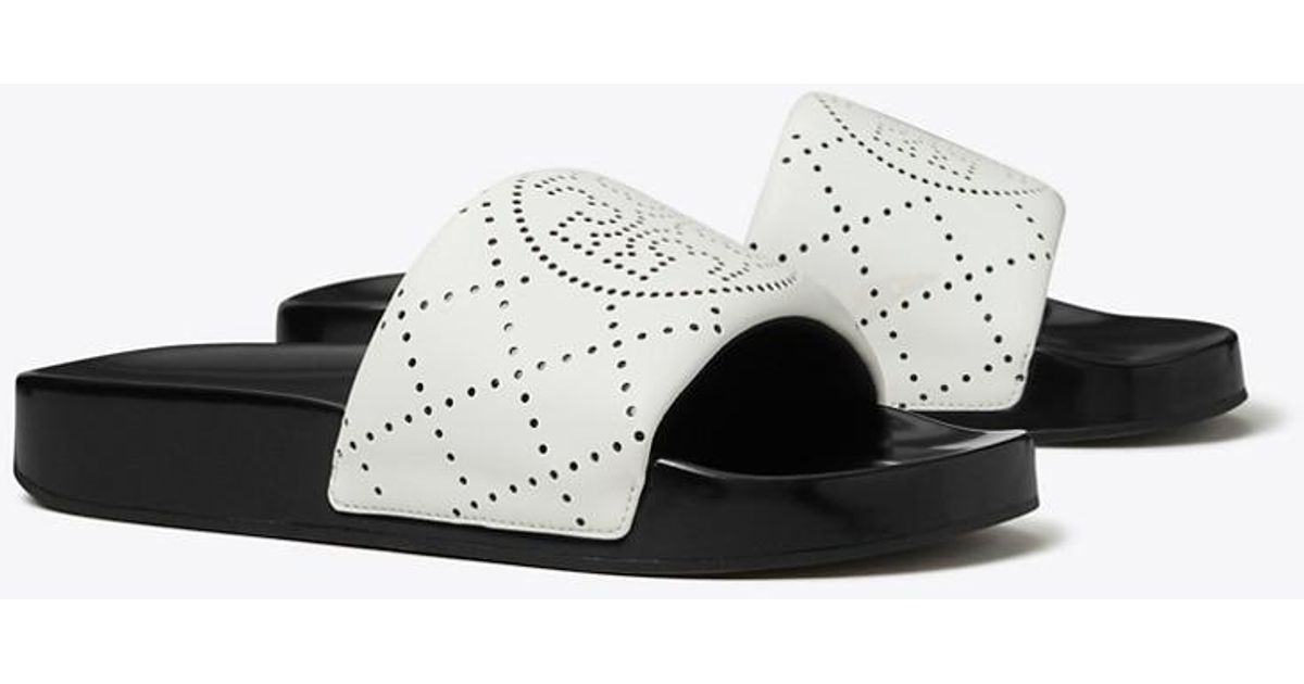 Tory Burch Double T Pool Slide in Black | Lyst