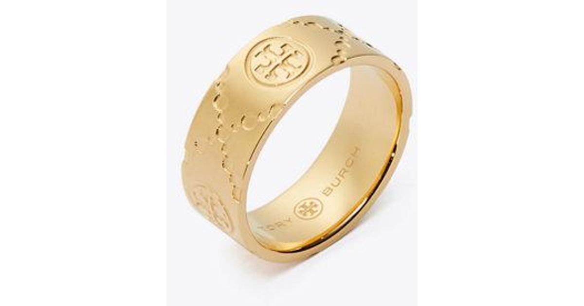 Tory Burch T Monogram Ring in White | Lyst