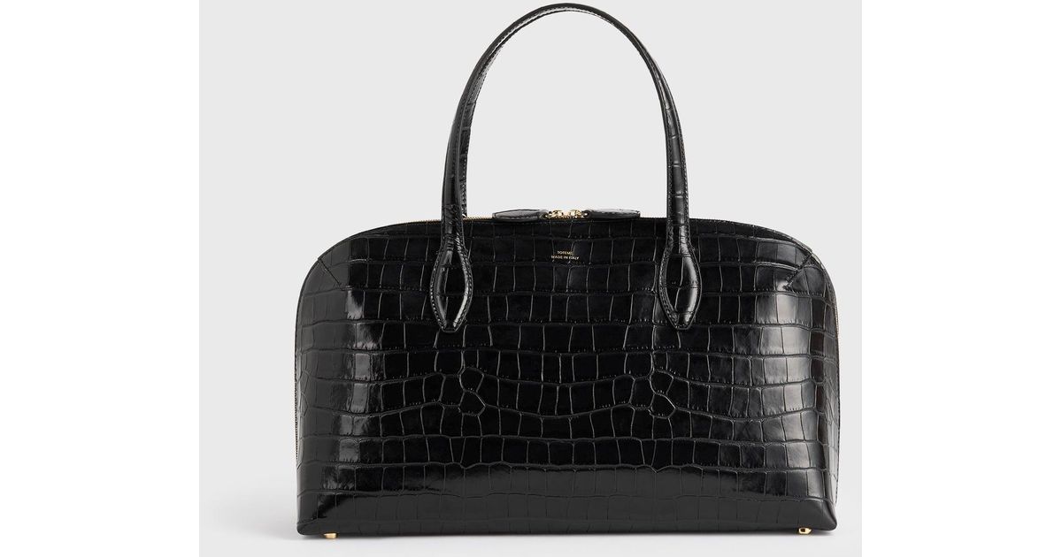 TOTEME Medium Croco-Embossed Day Tote in Black | Lyst