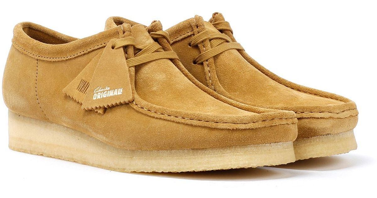 Clarks Wallabee Suede Oakmoss Shoes in Brown for Men | Lyst