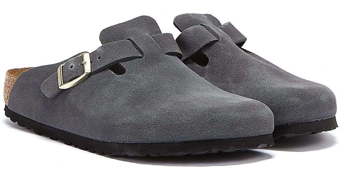 Birkenstock Boston Soft Footbed Dark Clogs in Grey | Lyst UK