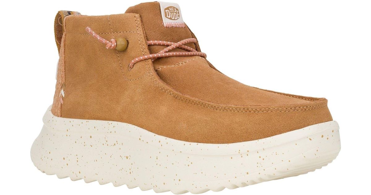 HeyDude Wendy Peak Hi Suede Women's Chestnut Boots in Brown | Lyst