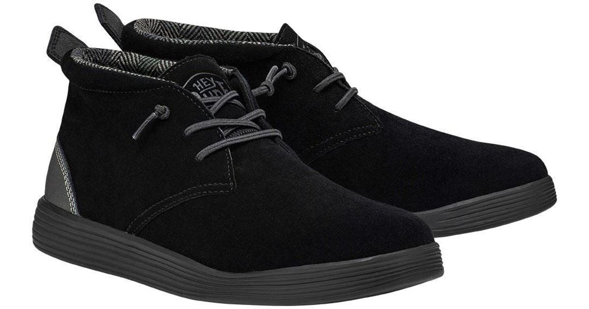 HEYDUDE Jo Suede Jet Boots in Black | Lyst