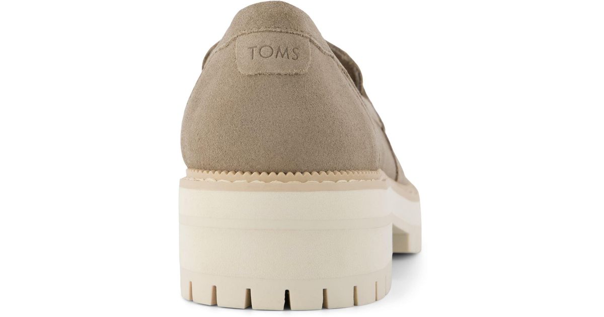 TOMS Cara Leather Dune Loafers in Natural | Lyst UK