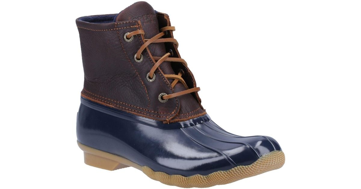 Sperry Top-Sider Saltwater Duck Faux Leather/ Wellington Boots in Blue ...