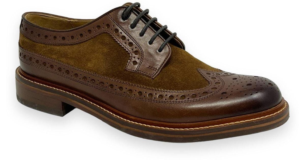 Chapman & Moore Longwing Brogue Leather/Suede Mahogany/Tobacco Shoes in ...