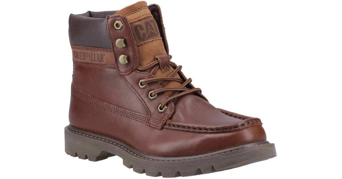 Cat Lifestyle Colorado Moc Toe Leather Nuthatch Ankle Boots in Brown ...