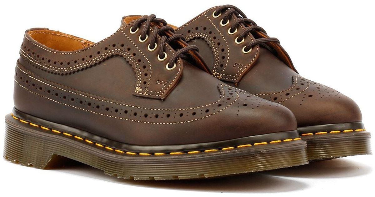 Dr. Martens 3989 Crazy Horse Leather Lace-Up Shoes in Brown | Lyst