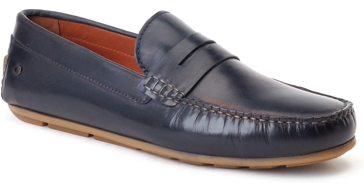 Base London Collins Leather Standard Loafers in Blue for Men | Lyst UK