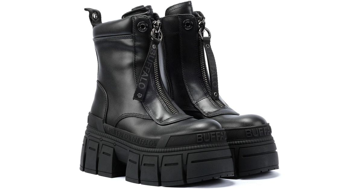 Buffalo Gospher Zip Boots in Black | Lyst