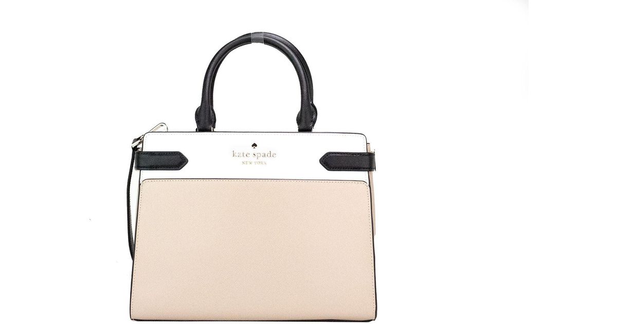 Kate Spade Staci Warm Beige Medium Colorblock Leather Crossbody Satchel ...