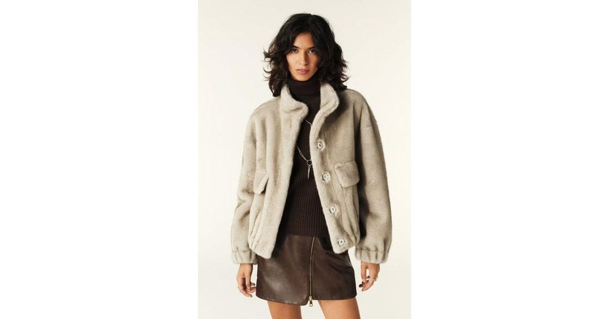Ba&sh Paros Faux Fur Jacket in Natural | Lyst