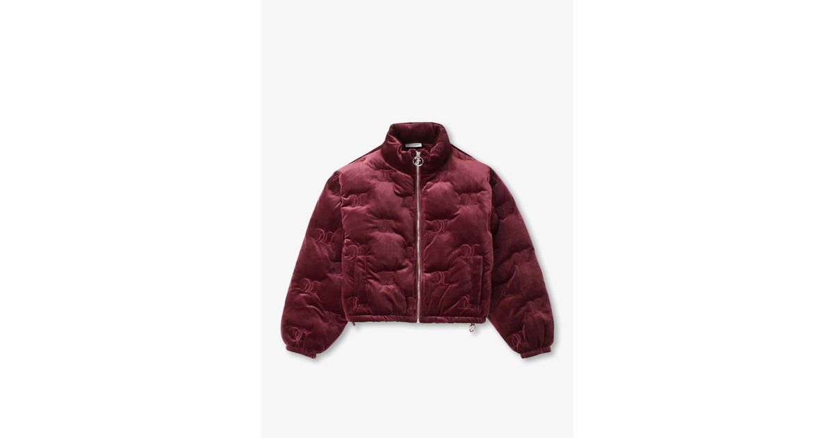 Juicy Couture S Madeline Monogram Velour Puffer Jacket in Red | Lyst