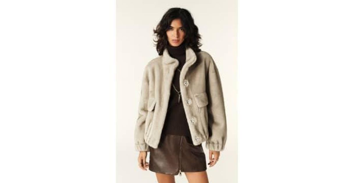 Ba&sh Paros Faux Fur Jacket in Brown | Lyst