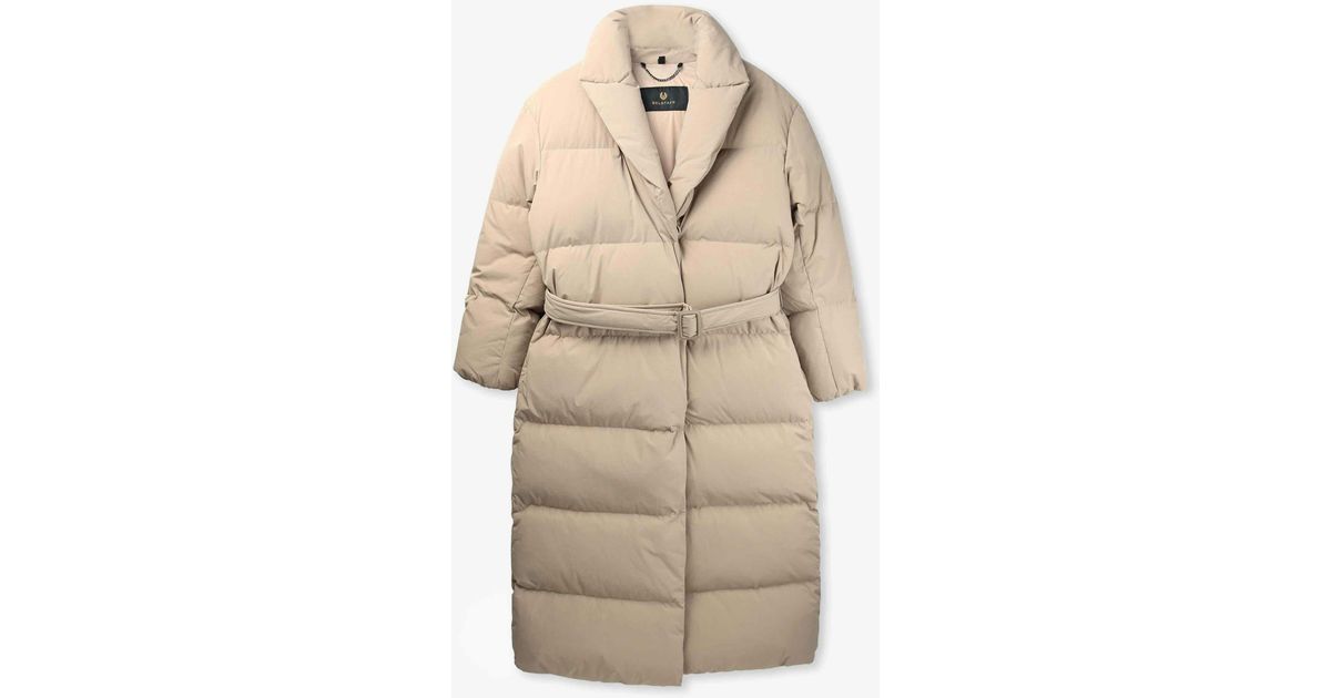 Belstaff Wren Long Down Coat in Natural | Lyst UK