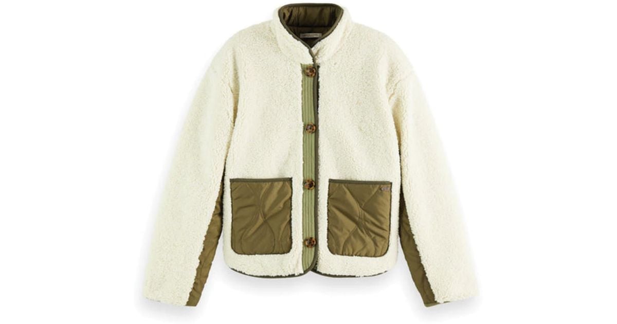 Scotch & Soda Reversible Teddy Jacket in Green | Lyst