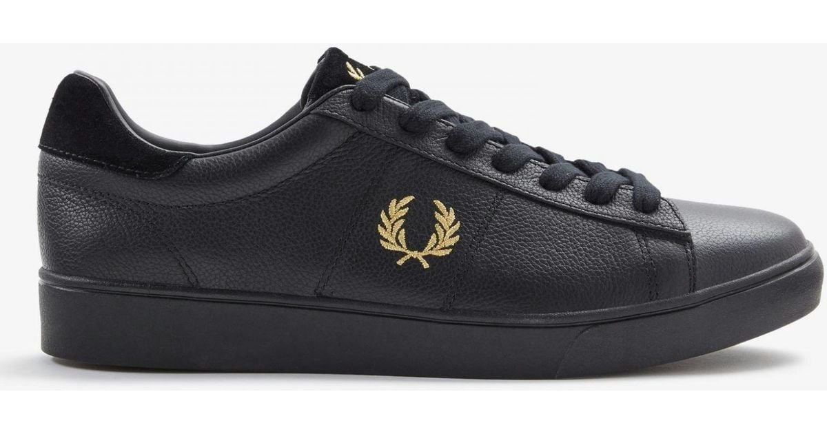 Fred Perry Spencer Tumbled Leather in Black for Men | Lyst
