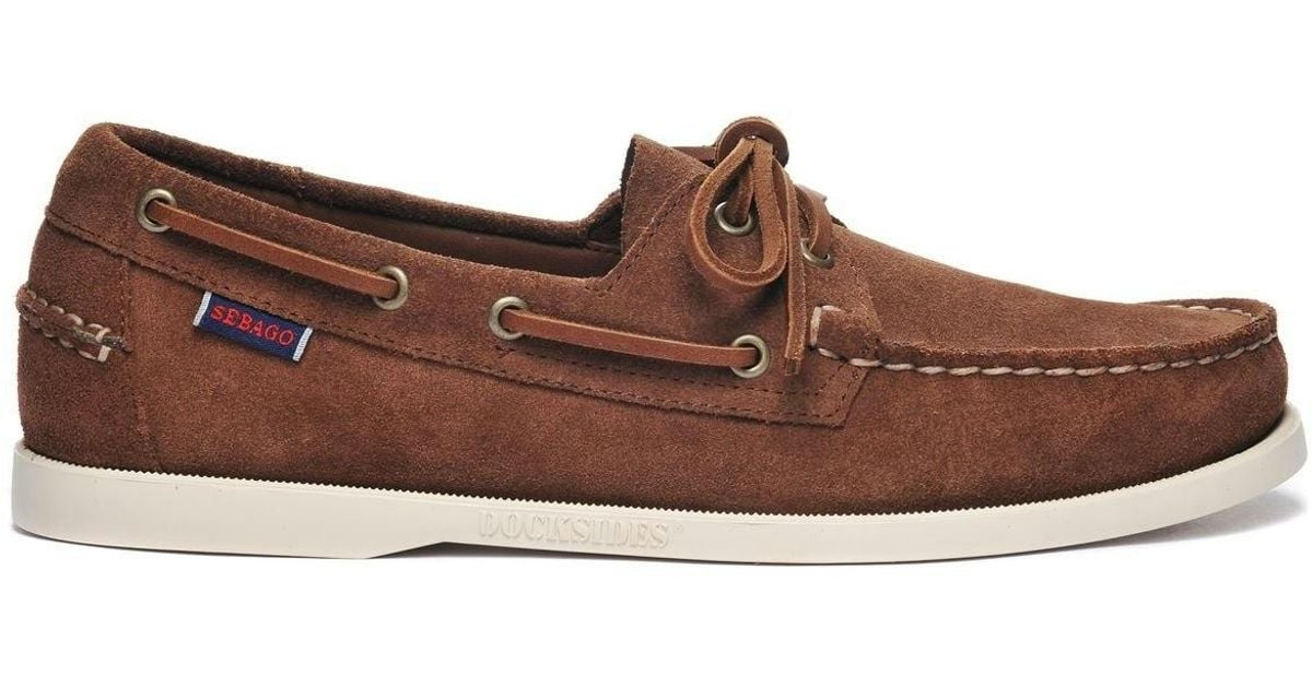 Sebago Docksides Portland Flesh Out Dark Suede in Brown for Men | Lyst