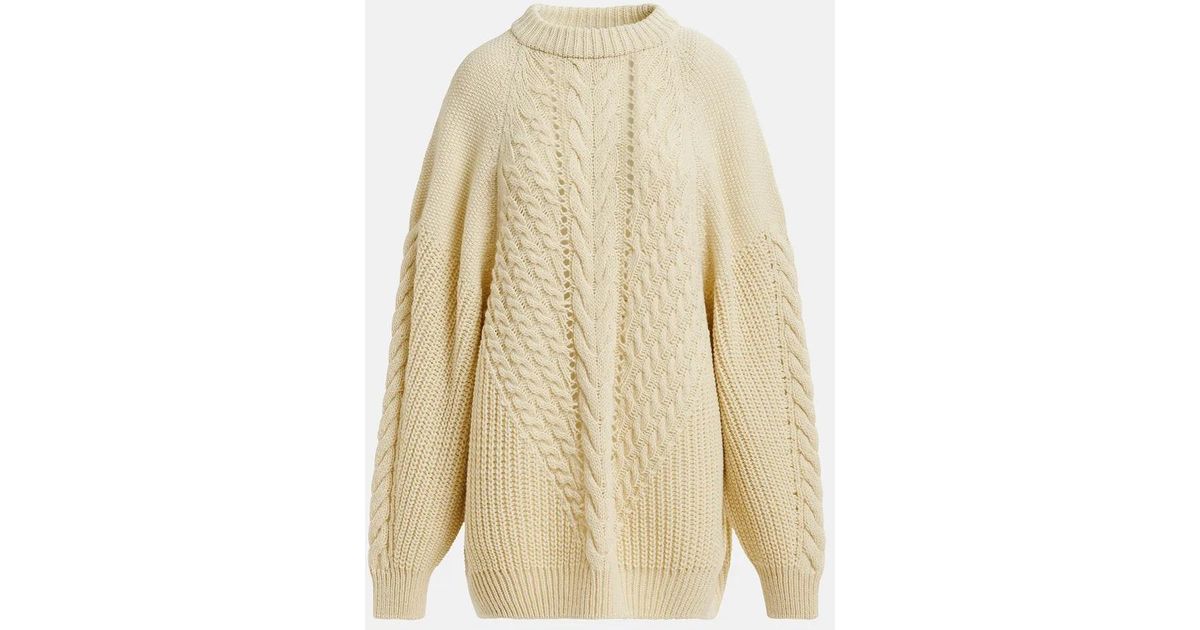 Essentiel Antwerp Grive Cable Knitted Pull in Natural | Lyst
