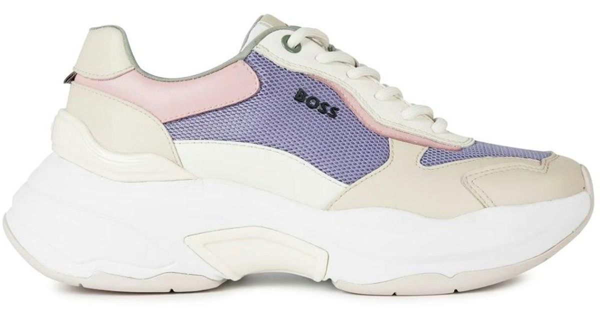 BOSS Open Noa Chunky Runner Sneakers in White | Lyst