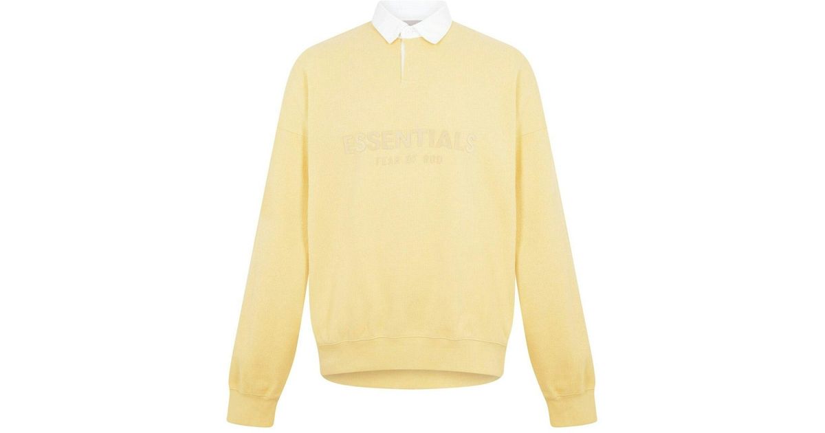 Fear Of God Essentials Henley Rugby Logo Polo Shirt in Yellow for Men ...