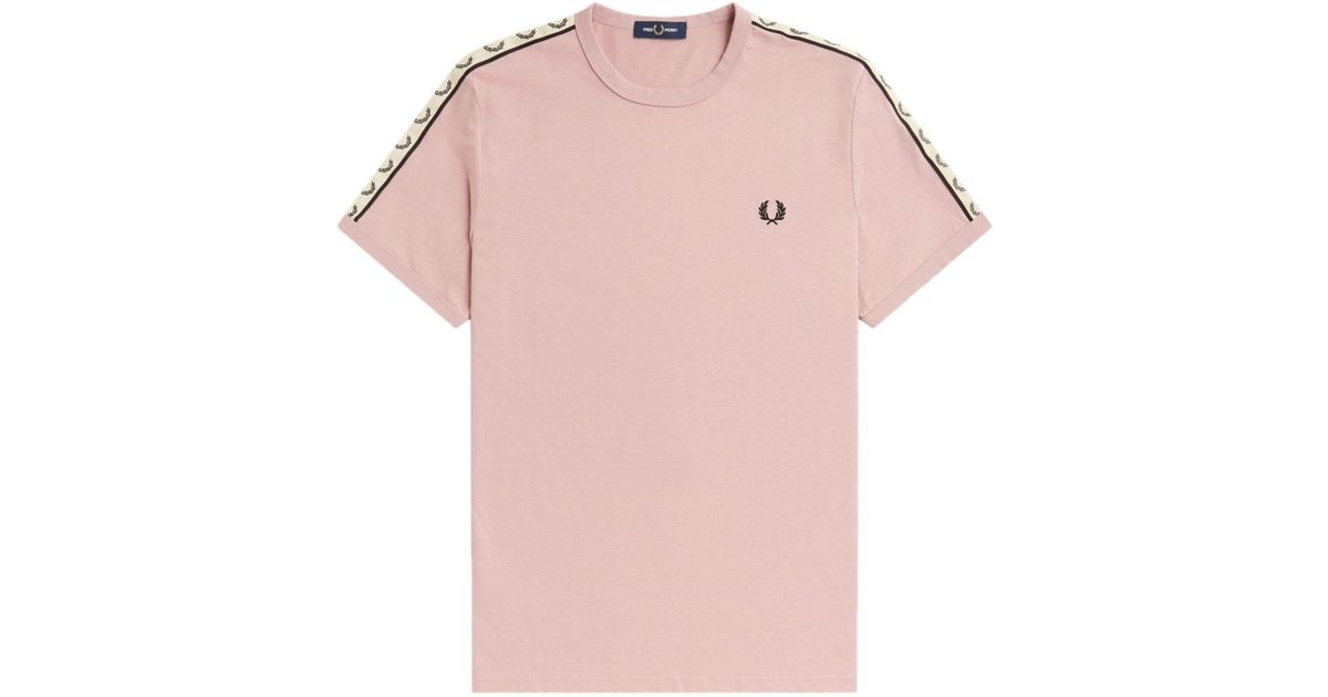 Fred Perry Taped Ringer T-Shirt Dusty Rose in Pink for Men | Lyst