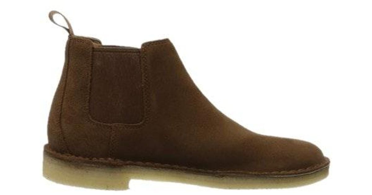 Clarks Desert Chelsea Boot Cola Suede in Black for Men | Lyst