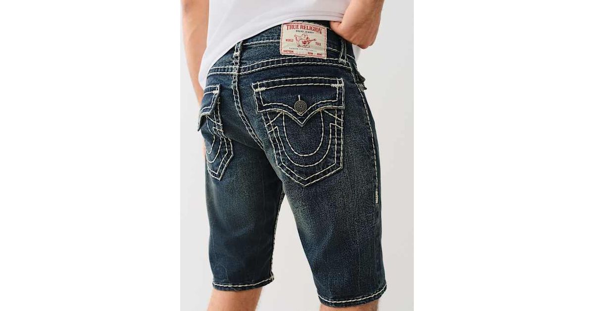 TRUE RELIGION Rocco Super T Flap Short in Blue | Lyst