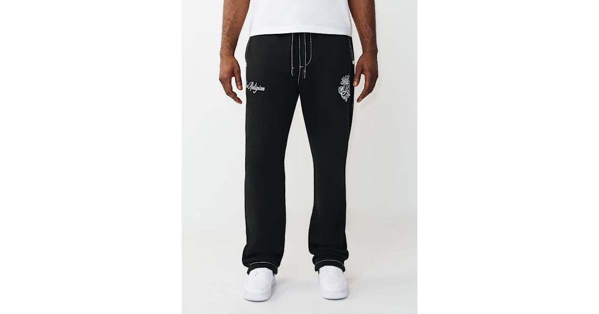 TRUE RELIGION Logo Crest Big T Baggy Sweatpant in Black for Men | Lyst