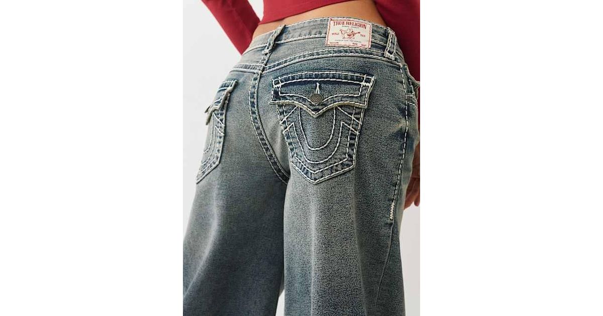 TRUE RELIGION Jessie Mid Rise Super T Flap Super Baggy Jean in Blue | Lyst