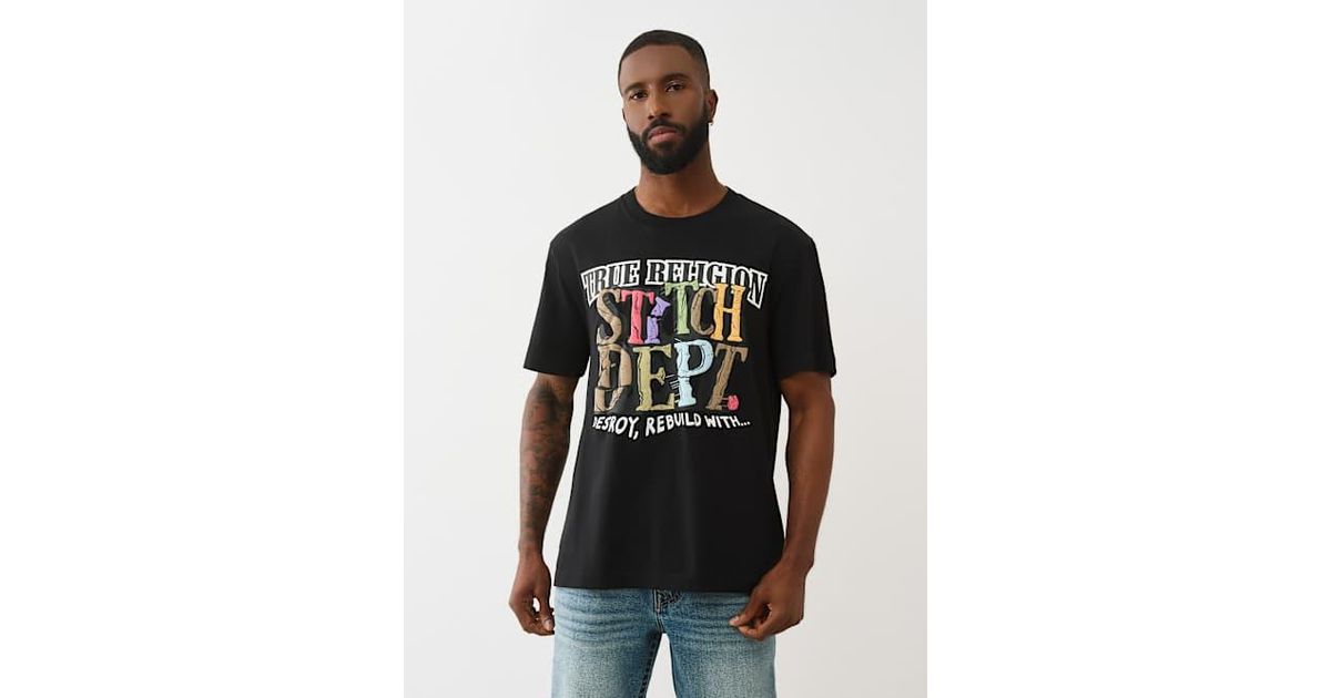 TRUE RELIGION Destroy And Rebuild Puff Print T-shirt in Black for Men ...