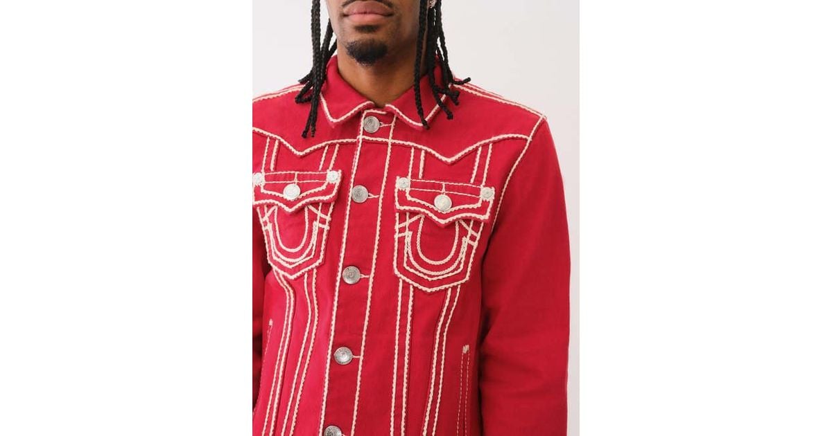 True Religion Jimmy Rope Stitch Jacket in Red for Men | Lyst