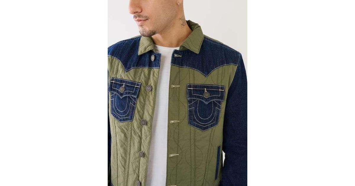 TRUE RELIGION Quilted Jimmy Denim Jacket in Blue for Men | Lyst