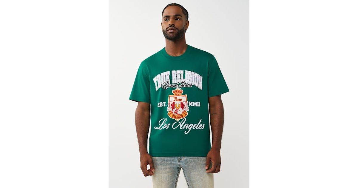 TRUE RELIGION Elite Crest Logo T-shirt in Green for Men | Lyst
