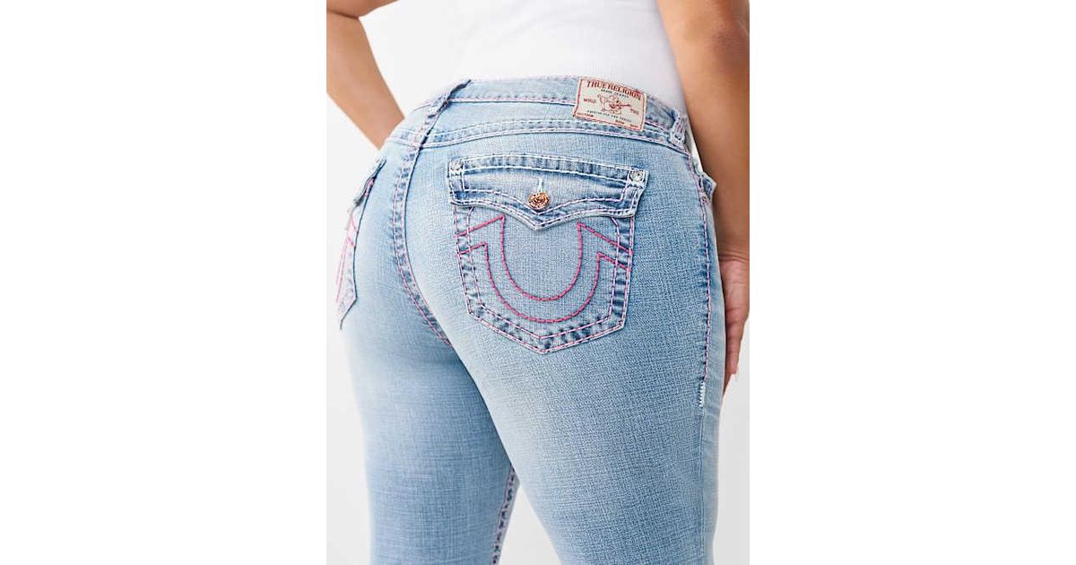 TRUE RELIGION Plus Becca Mid Rise Super T Bootcut Flap Jean in Blue | Lyst