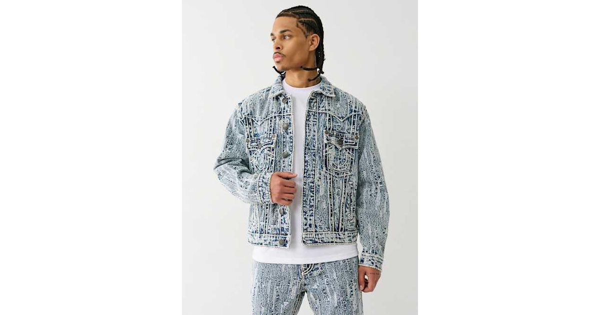 True Religion Ultra Distressed Rope Stitch Trucker Jacket in Blue for ...