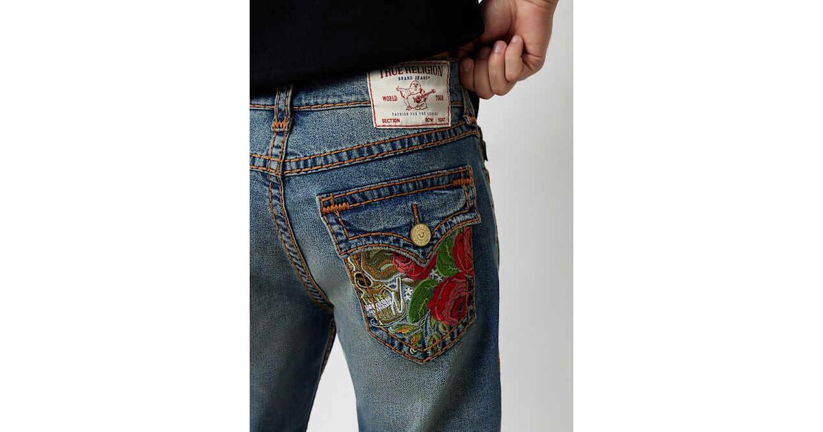 True Religion Ricky Super T Embroidered Straight Jean in Blue | Lyst