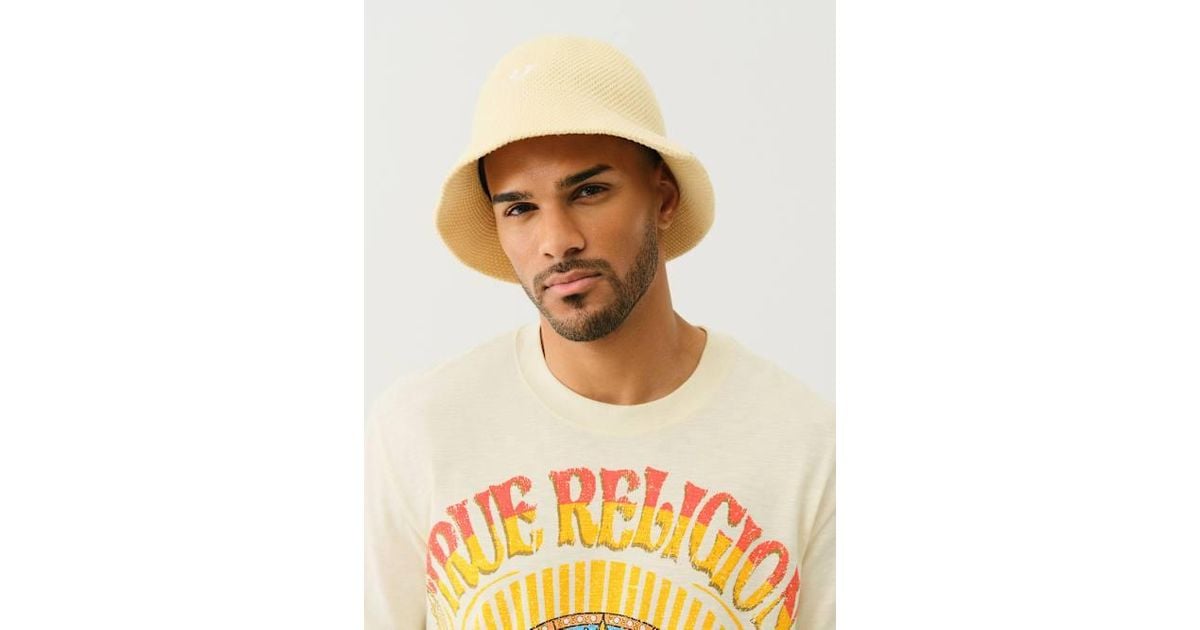 TRUE RELIGION Crochet Horseshoe Bucket Hat in Gray | Lyst