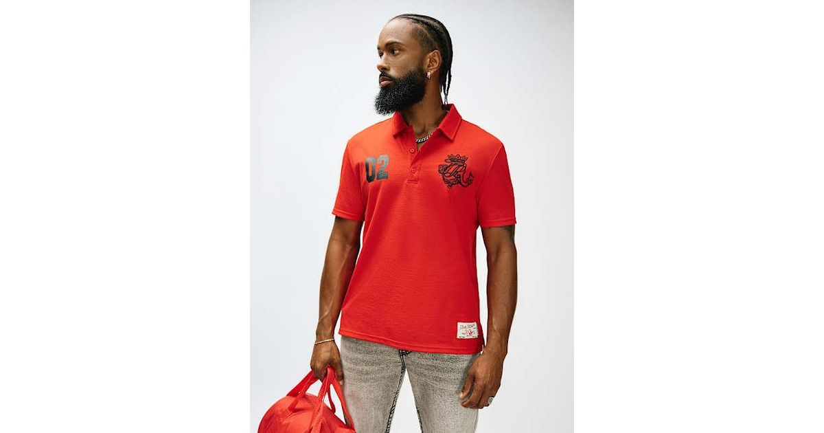 TRUE RELIGION Logo Crest Sport Polo Shirt in Red for Men | Lyst