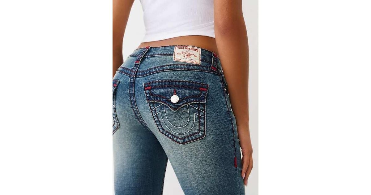 TRUE RELIGION Joey Mid Rise Super T Flare Jean in Blue | Lyst