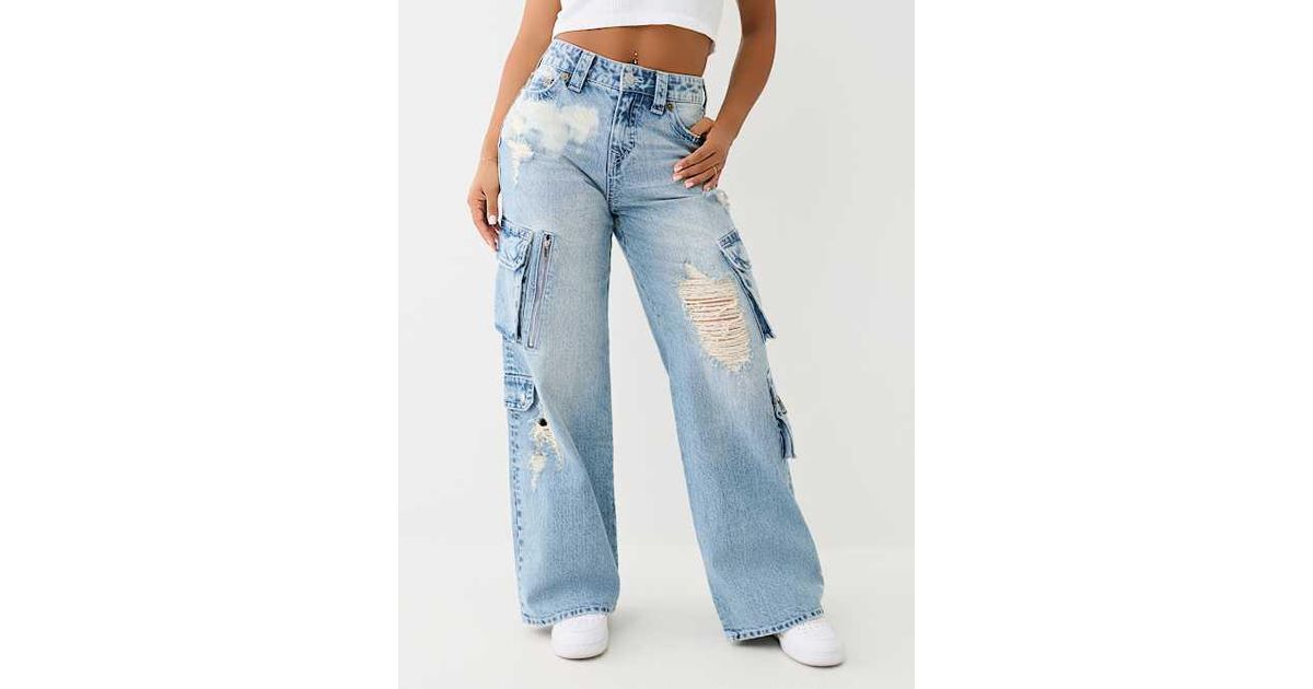 True Religion Bobbi Distressed Baggy Cargo Jean in Blue | Lyst True Religion Bobbi Distressed Baggy Cargo Jean in Blue | Lyst