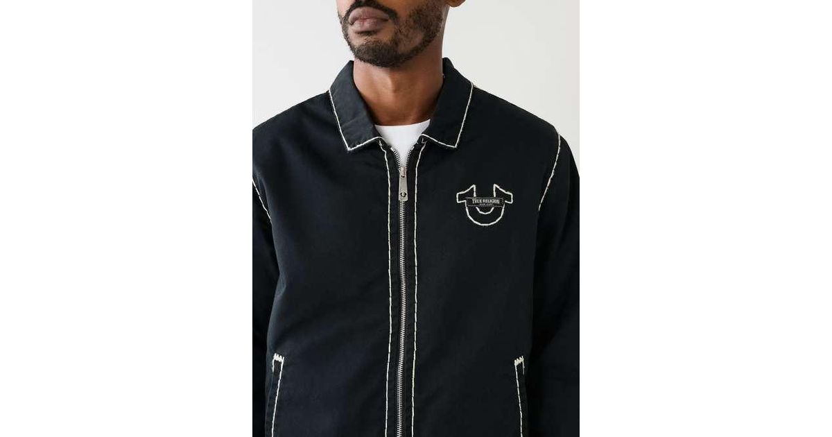 True Religion Super T Twill Bomber Jacket in Blue for Men | Lyst