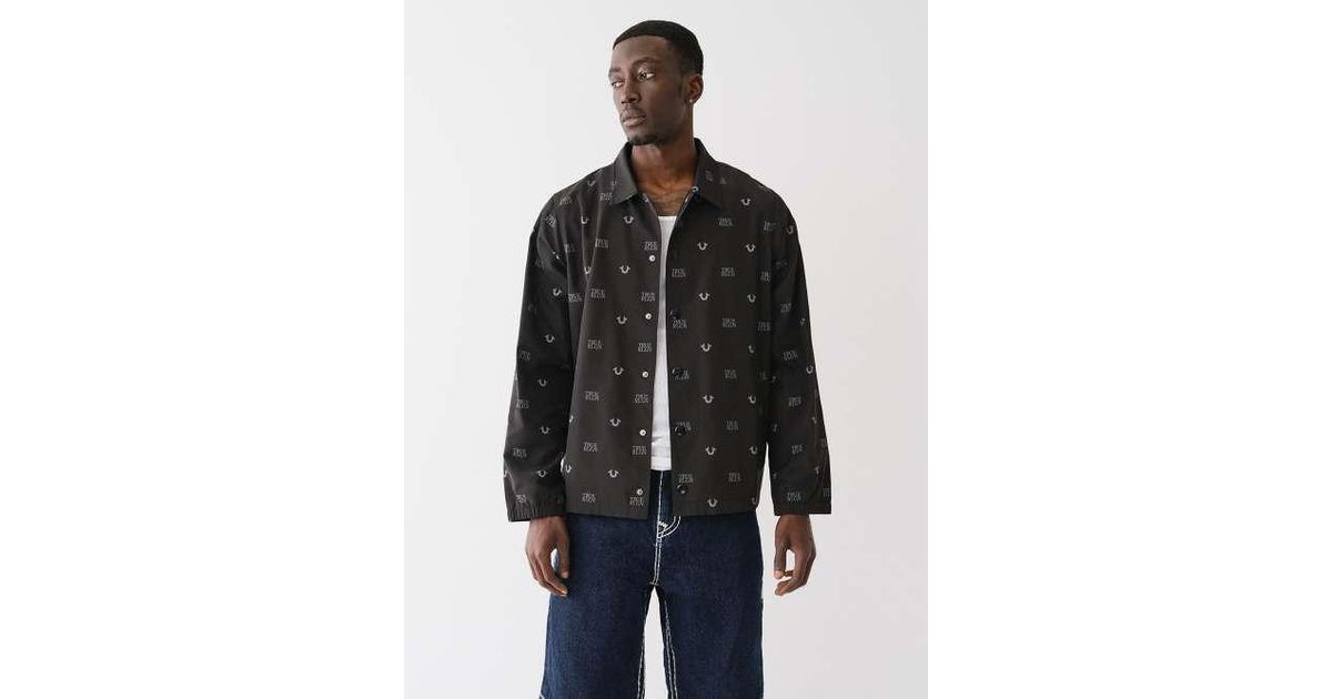 True Religion Horseshoe Windbreaker Jacket in Black for Men | Lyst