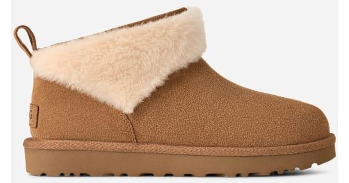 UGG Classic Ultra Mini Snugscape Suede Classic Boots in Black | Lyst