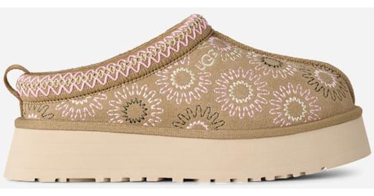 UGG Tazz Sun Stitch Sheepskin Slippers in Black | Lyst UK