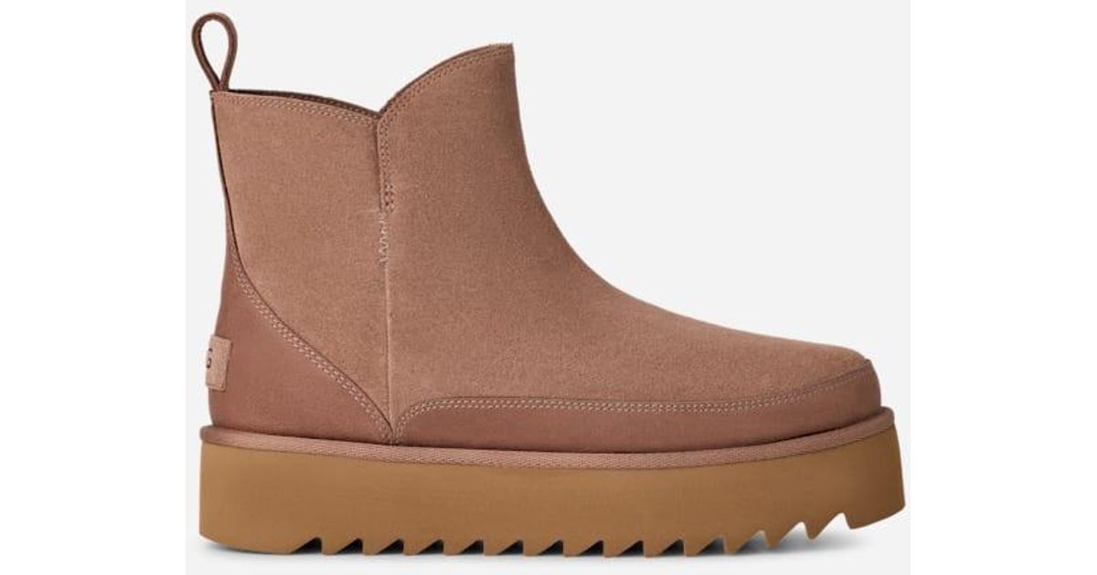 UGG Alina Mini Platform Suede/Leather Classic Boots in Brown | Lyst