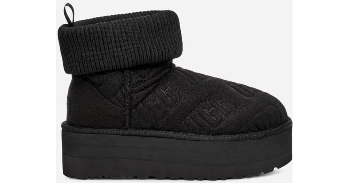UGG Classic Mini Platform Felted Sheepskin Classic Boots in Black | Lyst