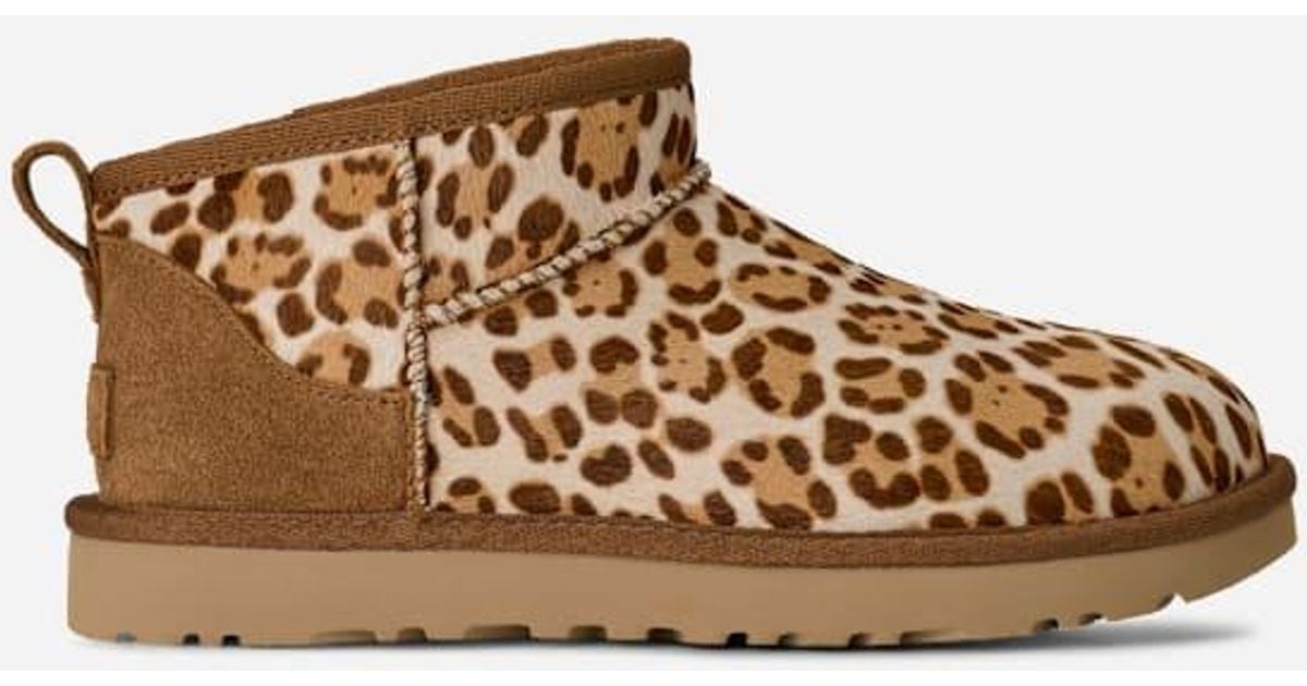 UGG Classic Ultra Mini Plains Cow Hair Classic Boots in Black | Lyst UK